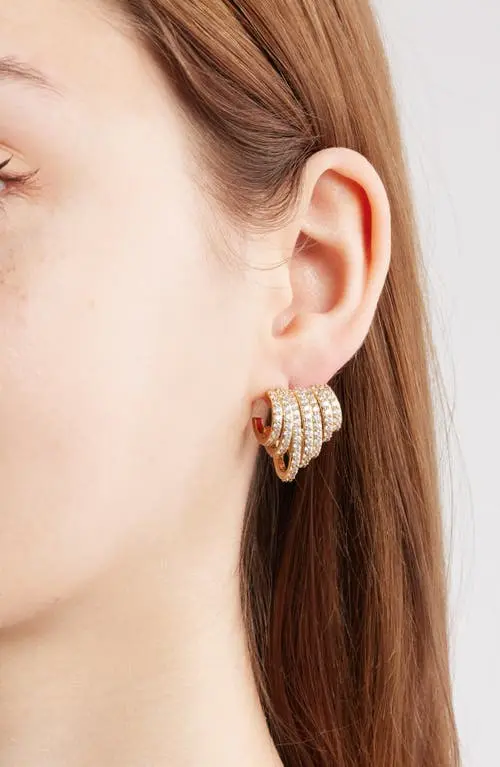 Nadri Multirow C-hoop Earrings - Gold