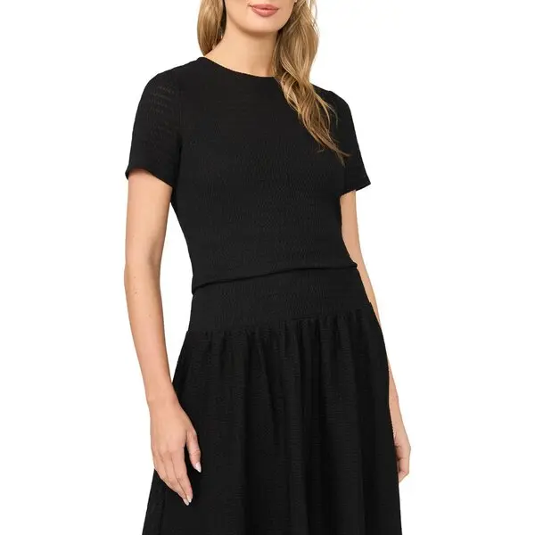 Halogen Short Sleeve Knit Top - Rich Black