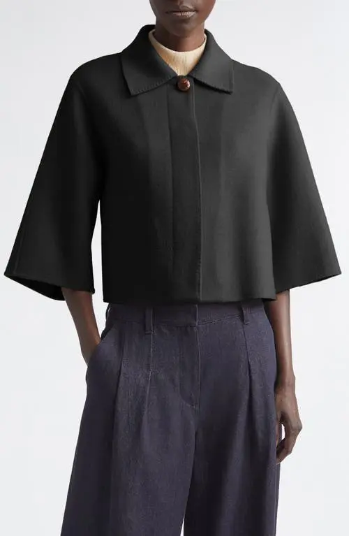 Lafayette 148 New York Double Face Wool & Cashmere Crop Jacket - Black