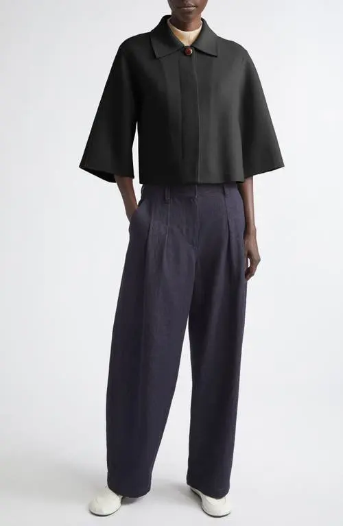 Lafayette 148 New York Double Face Wool & Cashmere Crop Jacket - Black