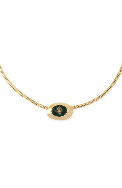 Kurt Geiger Bezel Stone Short Pendant Necklace - Green