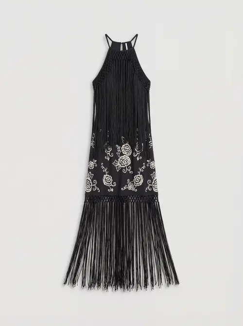 Nasty Gal High Neck Tassel Mini Dress