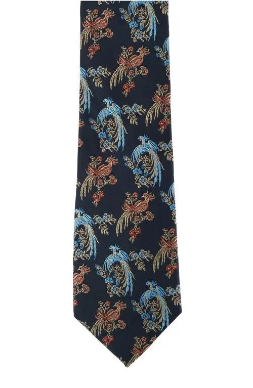 Trafalgar Silk Neck Tie With Bird Motif