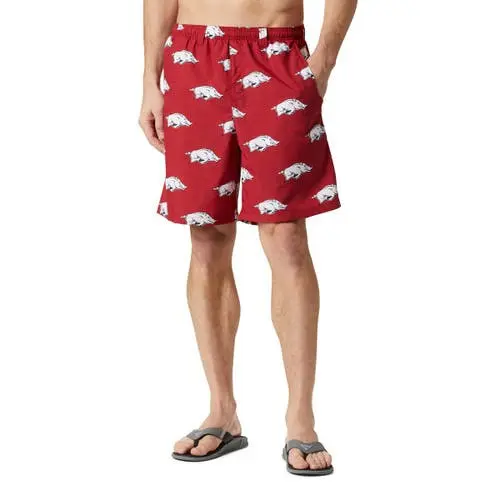 Columbia Arkansas Razorbacks Backcast Iii Printed Shorts - Cardinal