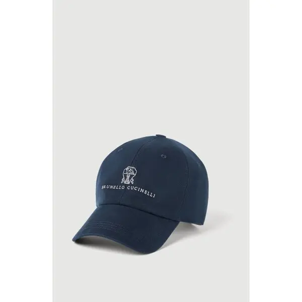 Brunello Cucinelli Garment-dyed Twisted Cotton Gabardine Baseball Cap With Embroidered Logo - Navy Blue
