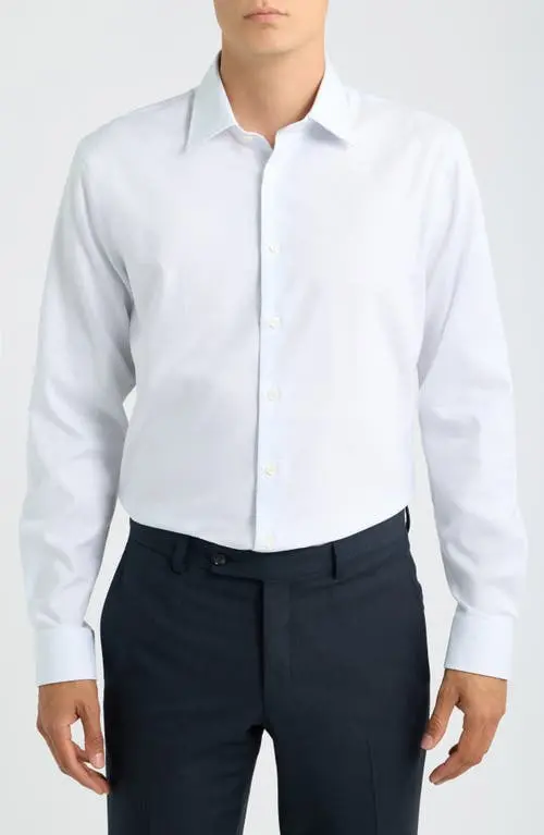 Nordstrom Trim Fit Check Premium Non-iron Cotton Dress Shirt - White Harrison Check