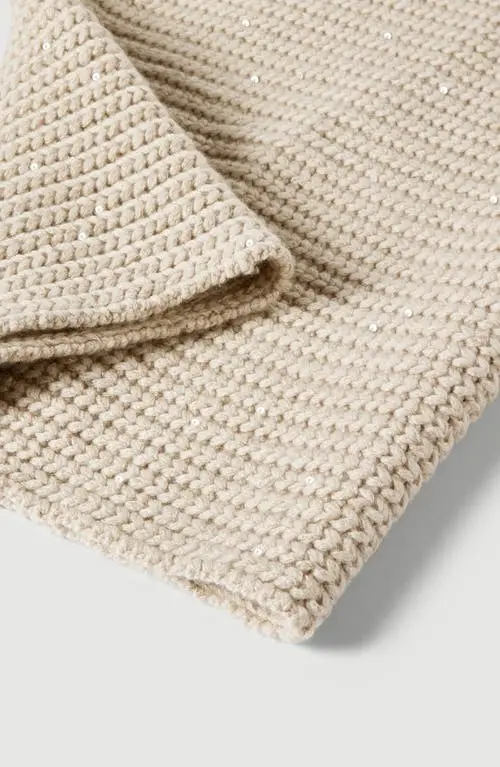 Brunello Cucinelli Cashmere And Silk Dazzling Rib Knit Neck Warmer - Beige