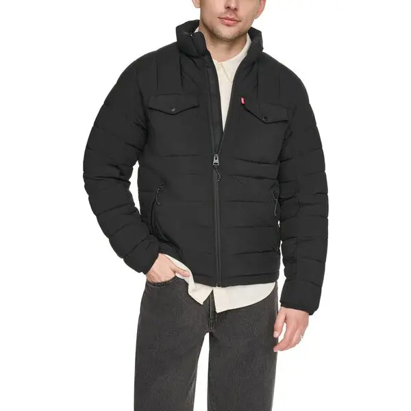 LEVI'S Stand Collar Puffer Jacket - Black