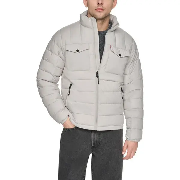 LEVI'S Stand Collar Puffer Jacket - Cream