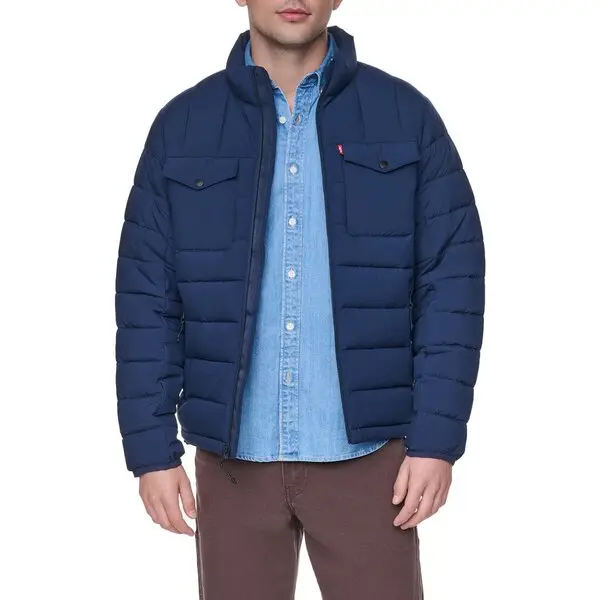 LEVI'S Stand Collar Puffer Jacket - Navy