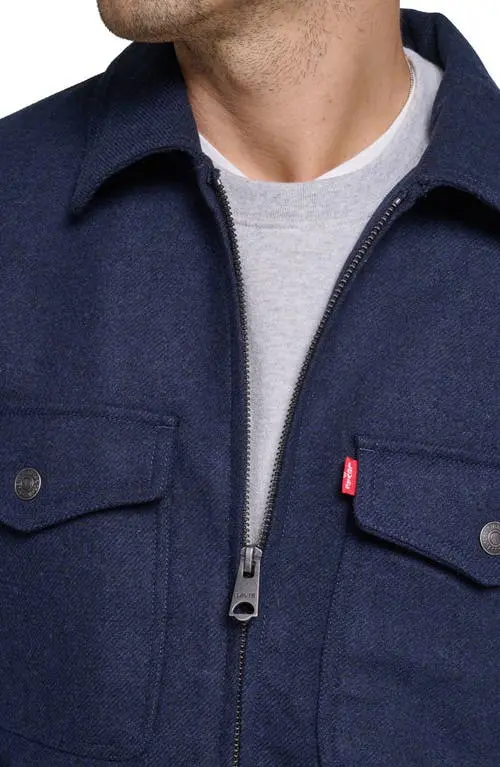 LEVI'S Zip Front Plaid Shirt Jacket - Navy