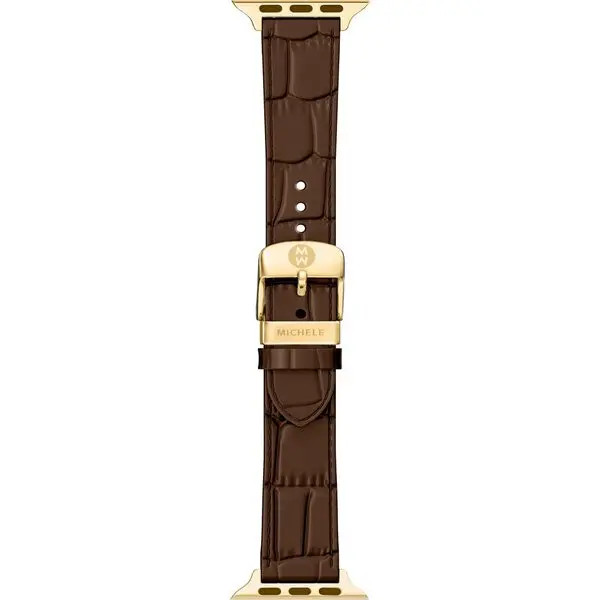 Michele Croc Embossed Leather 20mm Apple Watch® Watchband - Brown