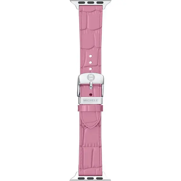 Michele Croc Embossed Leather 20mm Apple Watch® Watchband - Pink