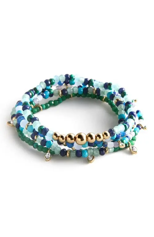 Baublebar Set Of 5 Indya Beaded Stretch Bracelets - Blue/green Multi