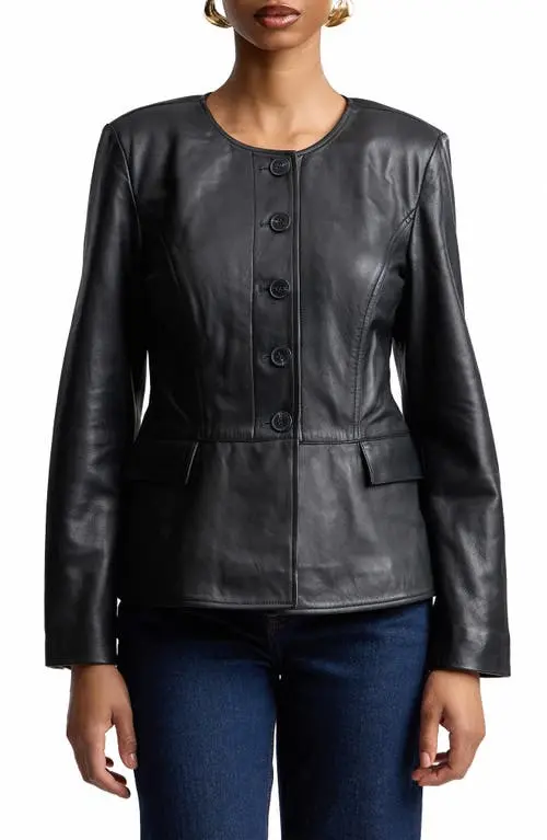 Bagatelle Peplum Leather Jacket - Black