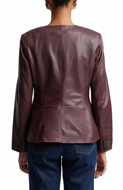 Bagatelle Peplum Leather Jacket - Rubbed Wineberry