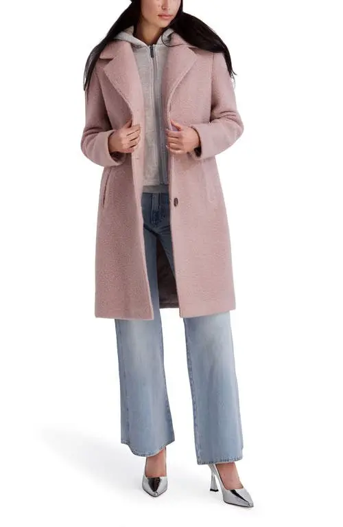 KENNETH COLE Textured Coat With Hooded Bib - Pink