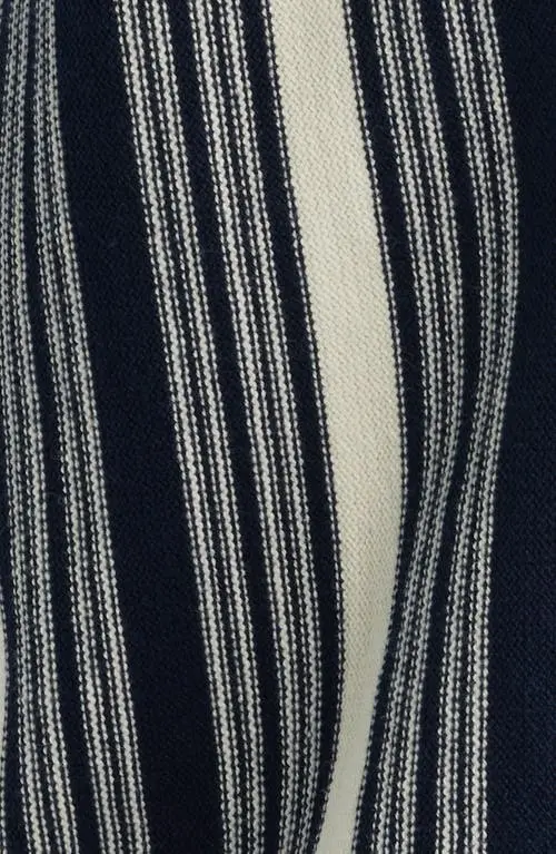WAX LONDON Ivy Stripe Knit Camp Shirt - Navy/ecru