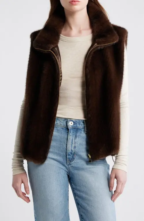 Via Spiga Faux Fur Vest - Chocolate