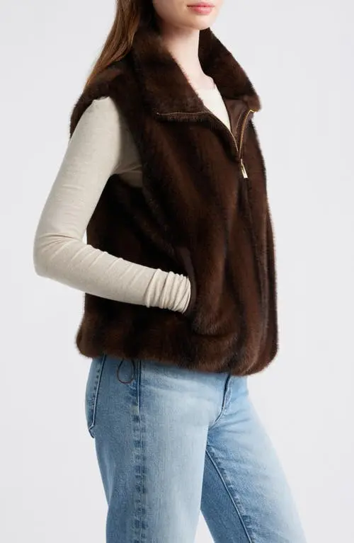 Via Spiga Faux Fur Vest With Stand Collar