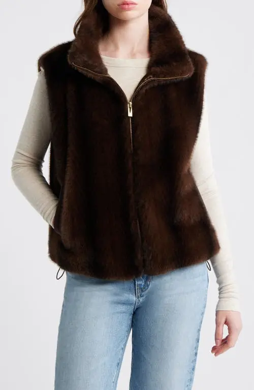 Via Spiga Faux Fur Vest With Stand Collar