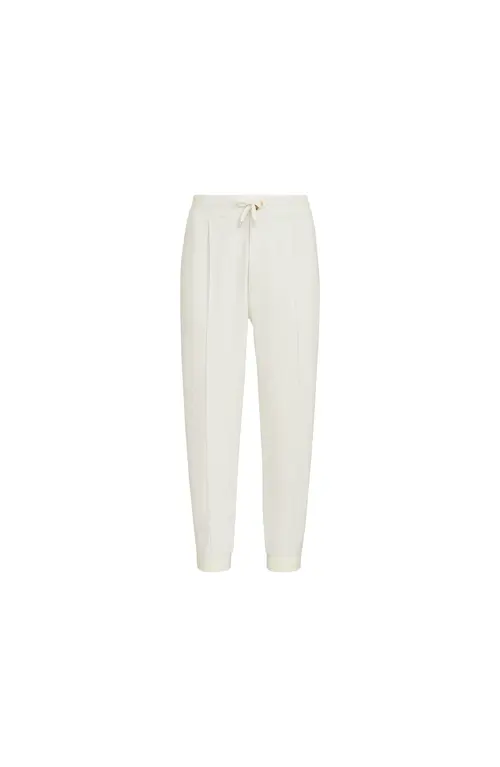 Brunello Cucinelli Cashmere And Cotton French Terry Double Cloth Trousers With Crête Detail And Elasticated Zipper Cuffs - Off-white