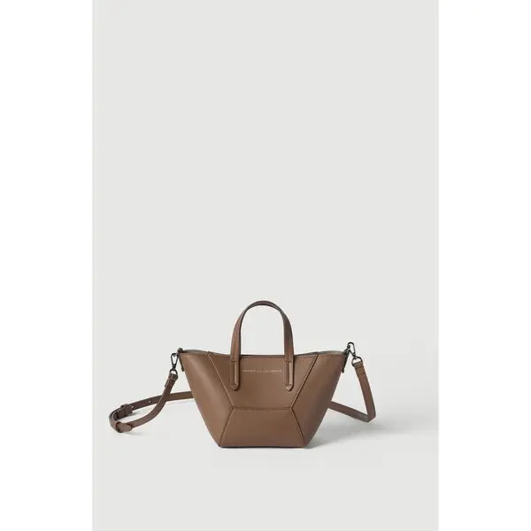 Brunello Cucinelli Bc Duo Mini Bag In Calfskin With Monili - Espresso