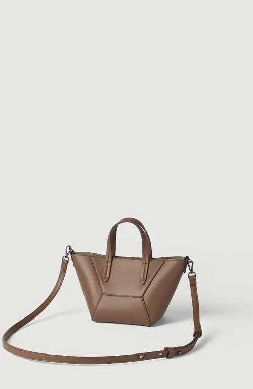 Brunello Cucinelli Calfskin Bc Duo Mini Bag With Monili - Espresso