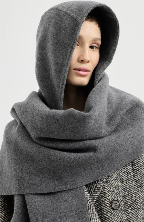 Brunello Cucinelli Hooded Wool And Cashmere Knit Scarf - Medium Grey