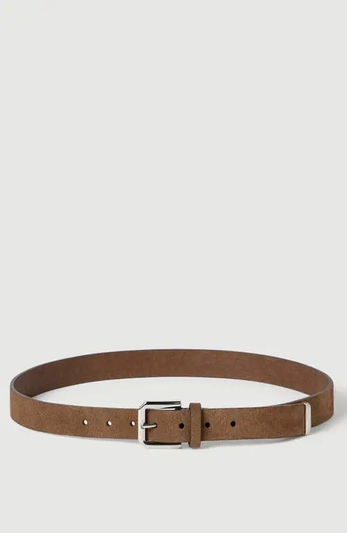 Brunello Cucinelli Reversed Leather Belt With Square Buckle And Tip - Chestnut