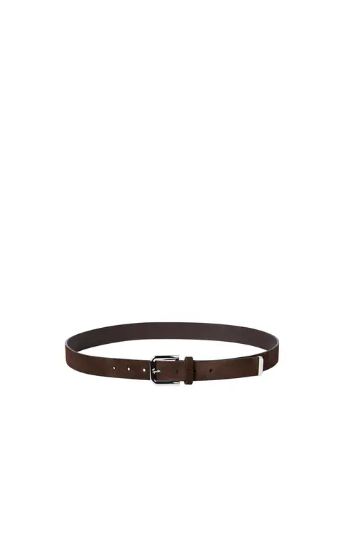 Brunello Cucinelli Reversed Leather Belt With Square Buckle And Tip - Rust Brown