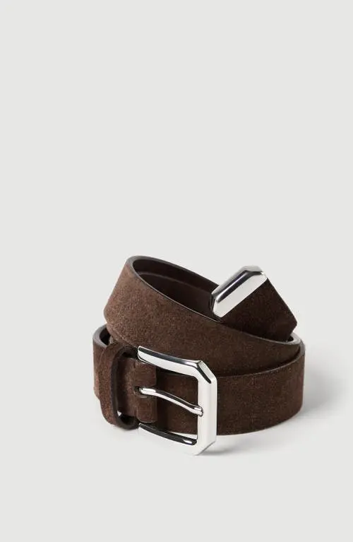 Brunello Cucinelli Reversed Leather Belt With Square Buckle And Tip - Rust Brown