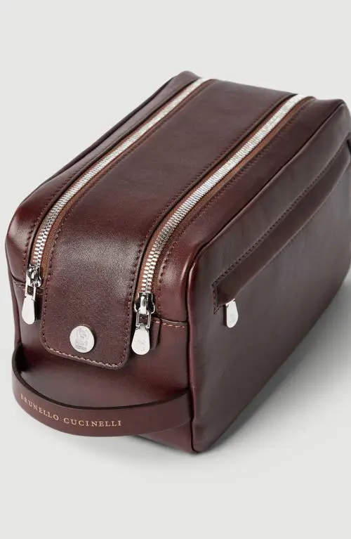Brunello Cucinelli Calfskin Beauty Case With Double Zipper