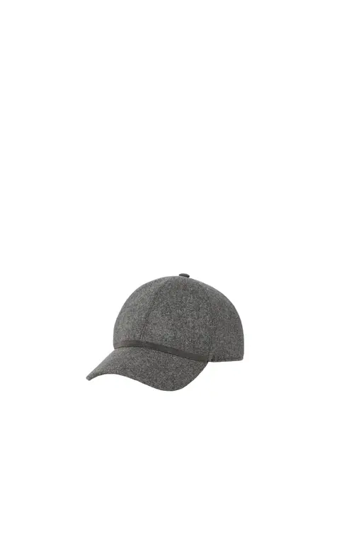 Brunello Cucinelli Virgin Wool And Cashmere Flannel Baseball Cap With Shiny Band