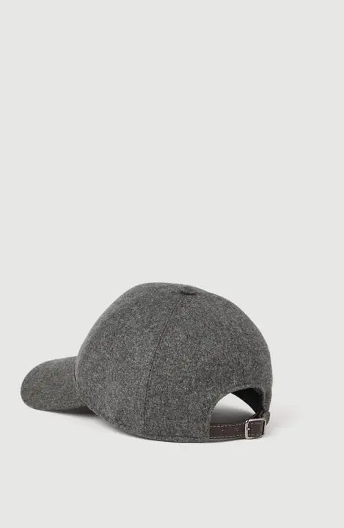 Brunello Cucinelli Virgin Wool And Cashmere Flannel Baseball Cap With Shiny Band