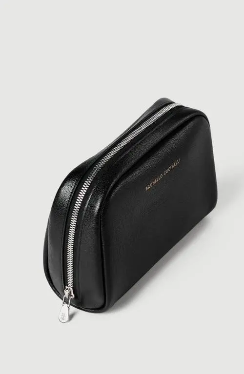Brunello Cucinelli Brushed Leather Slim Beauty Case