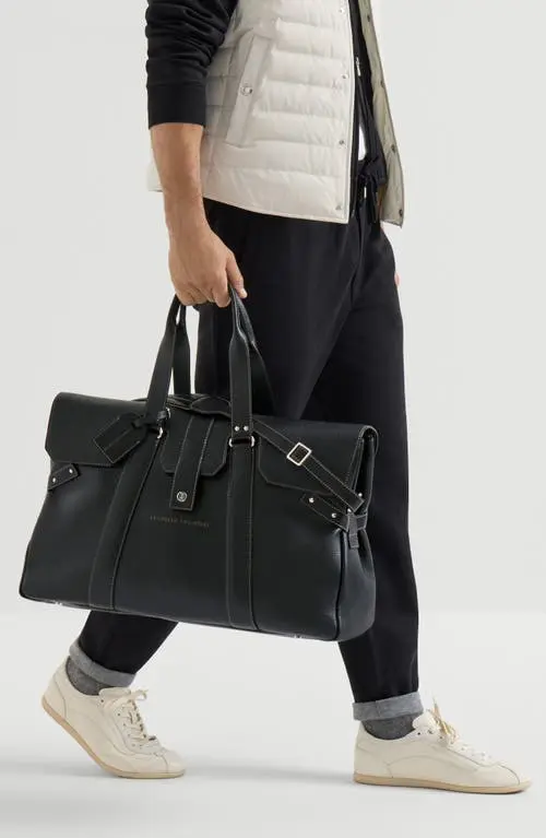 Brunello Cucinelli Grained Calfskin Country Weekender Bag