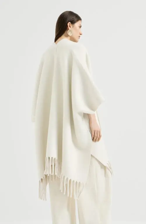 Brunello Cucinelli Wool And Cashmere Double Knit Reversible Poncho