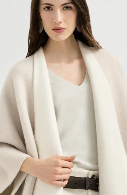 Brunello Cucinelli Wool And Cashmere Double Knit Reversible Poncho