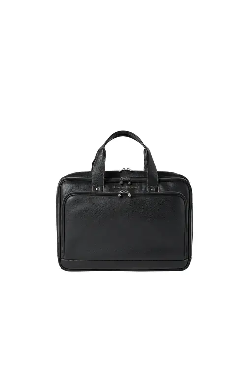 Brunello Cucinelli Grained Calfskin Briefcase With Zipper