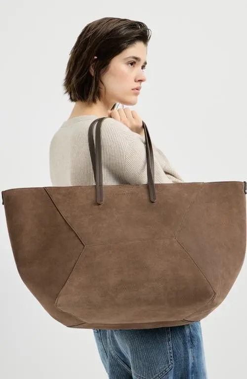 Brunello Cucinelli Suede Tote Bag With Monili