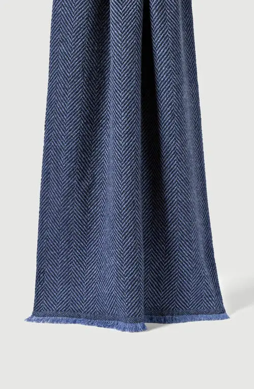 Brunello Cucinelli Cashmere Chevron Scarf - Avio Blue