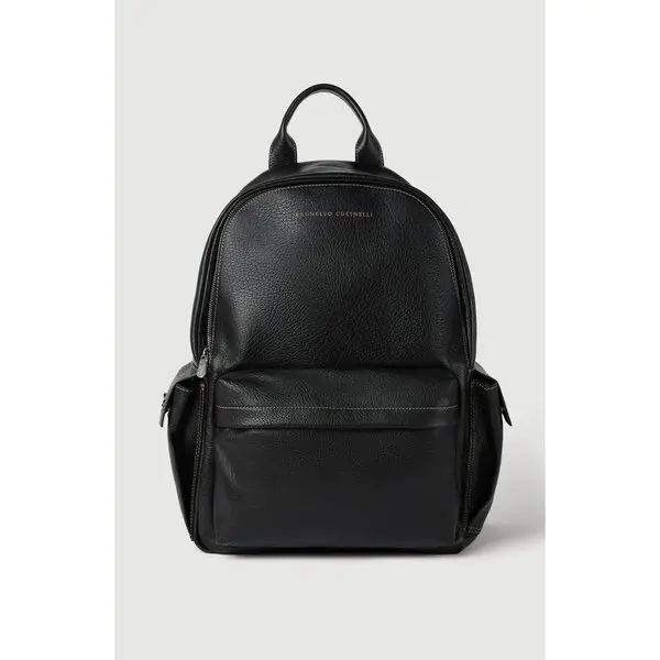 Brunello Cucinelli Grained Calfskin Travel Backpack - Black