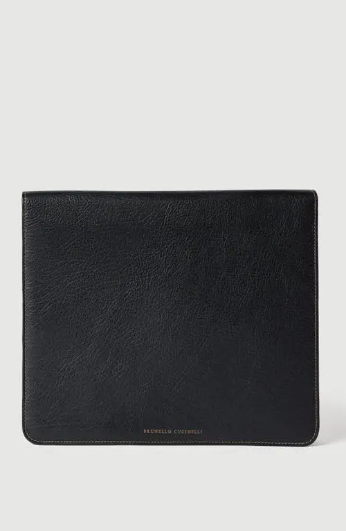 Brunello Cucinelli Grained Calfskin Document Holder - Black