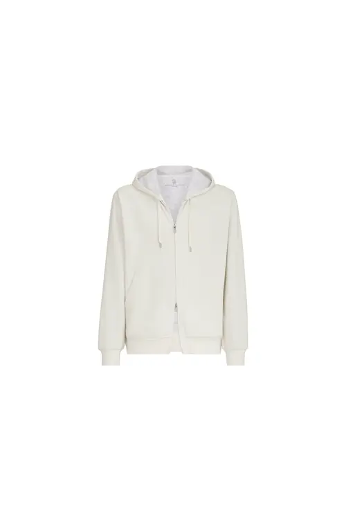 Brunello Cucinelli Double Cloth Hooded Sweatshirt - Off-white