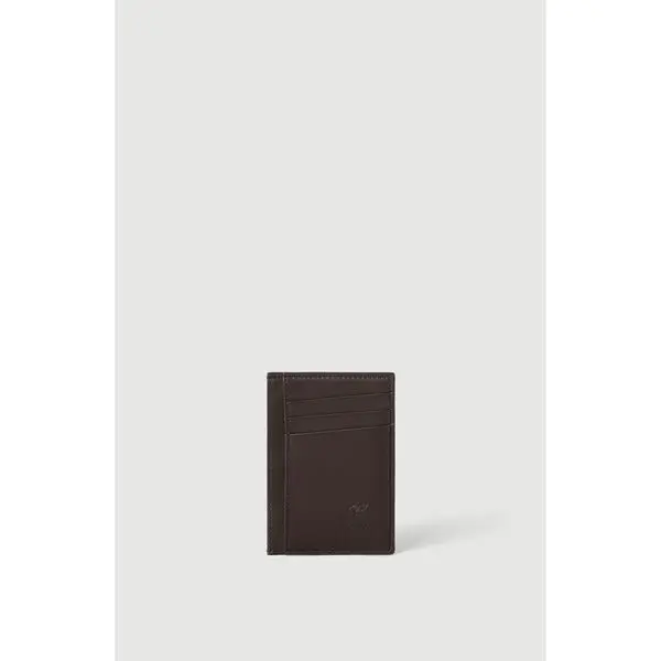Brunello Cucinelli Smooth Calfskin Card Holder - Brown