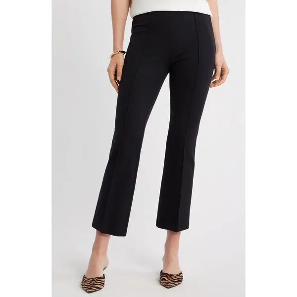Caslon Seamed Stretch Ponte Flare Leg Pants - Black
