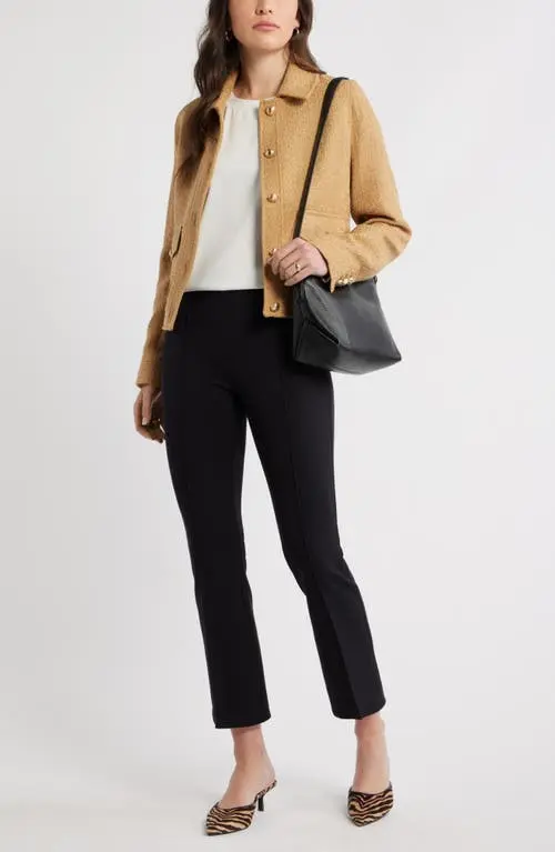Caslon Seamed Stretch Ponte Flare Leg Pants - Black