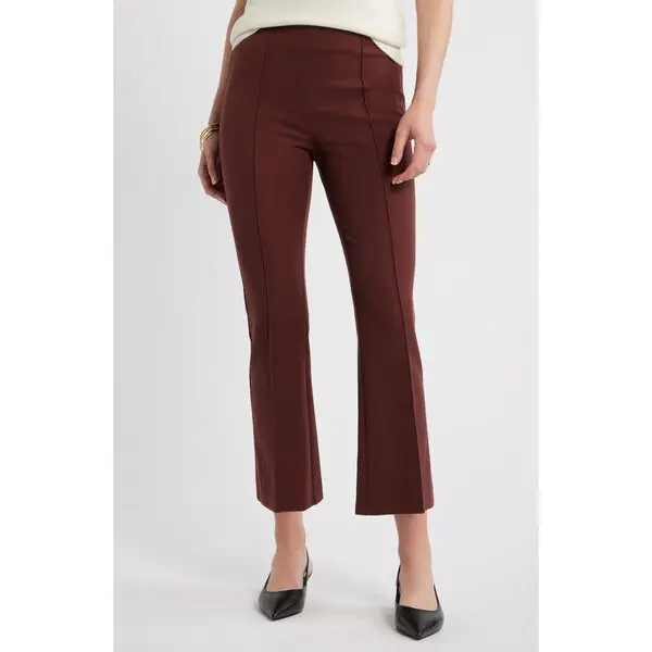 Caslon Seamed Stretch Ponte Flare Leg Pants - Brown Chocolate