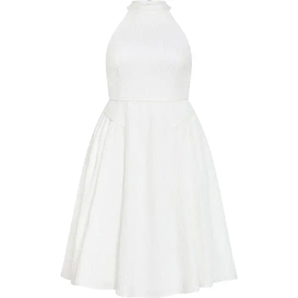 City Chic Textured Sleeveless Jacquard Midi Dress - Ivory